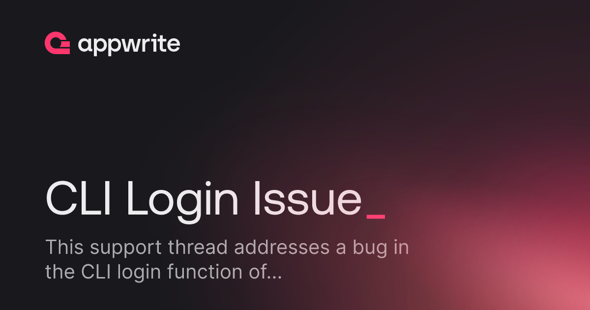 Cli Login Issue Threads Appwrite